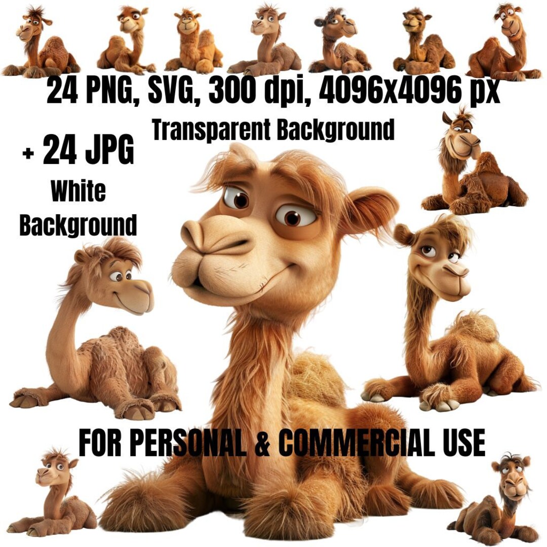 Camel Clipart Bundle | 24 Camel Clipart SVG PNG | Commercial Use ...