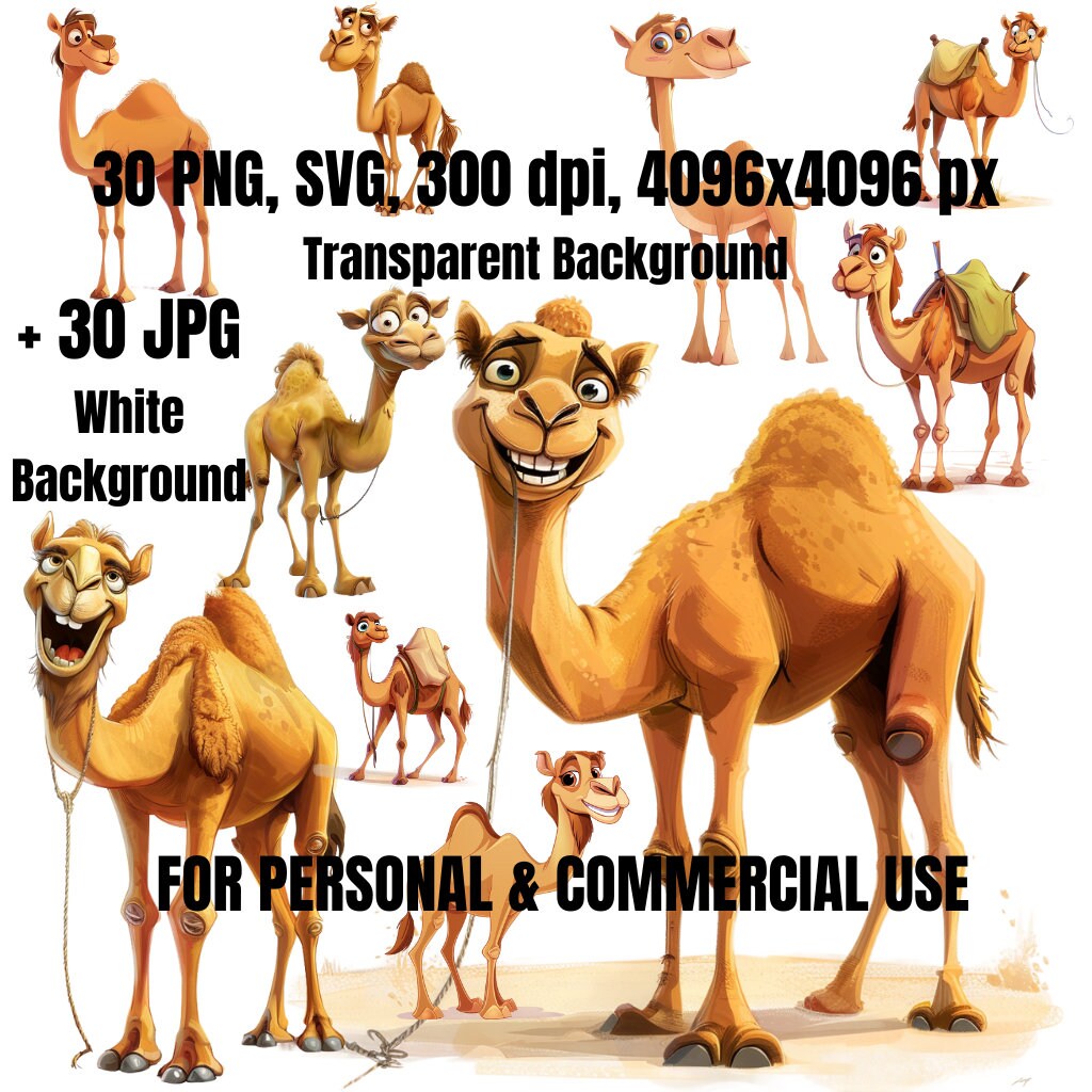 Camel Clipart Bundle | 30 Camel Clipart SVG PNG | Digital Download ...