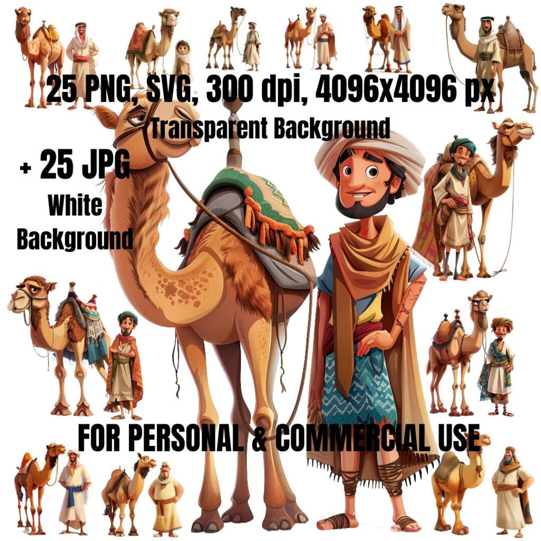Camel Clipart Bundle | 25 Camel Clipart SVG PNG | Commercial Use ...