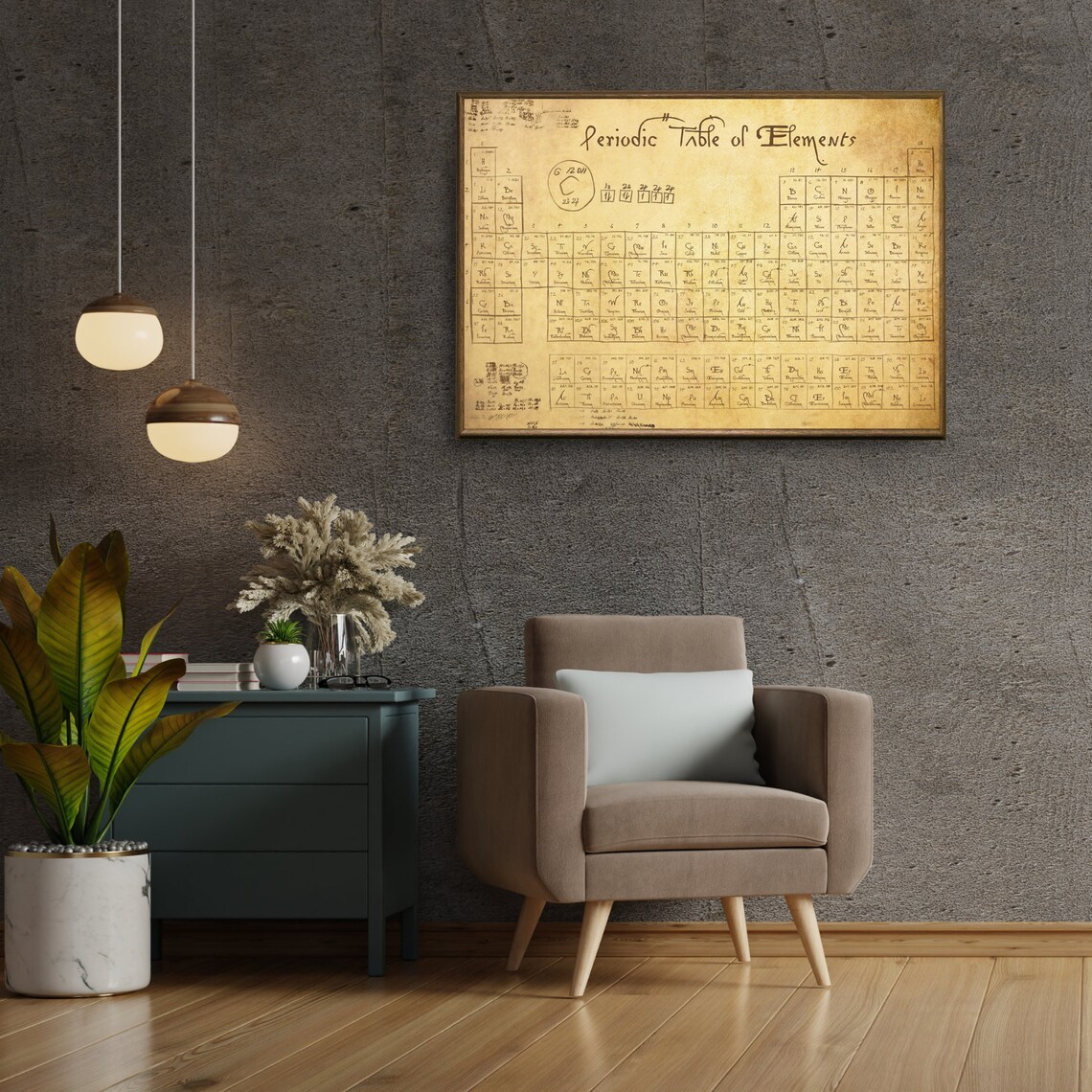 Periodic Table of Elements Leonardo Da Vinci Style - Poster in Wooden ...