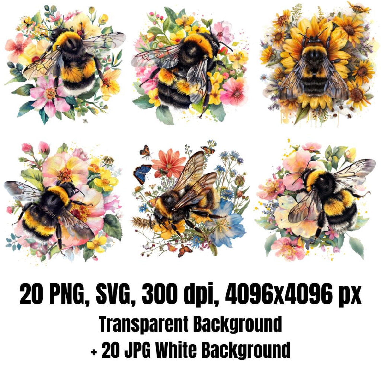 Bumblebee Clipart SVG PNG | Bumble Bee | Digital Download | Commercial ...