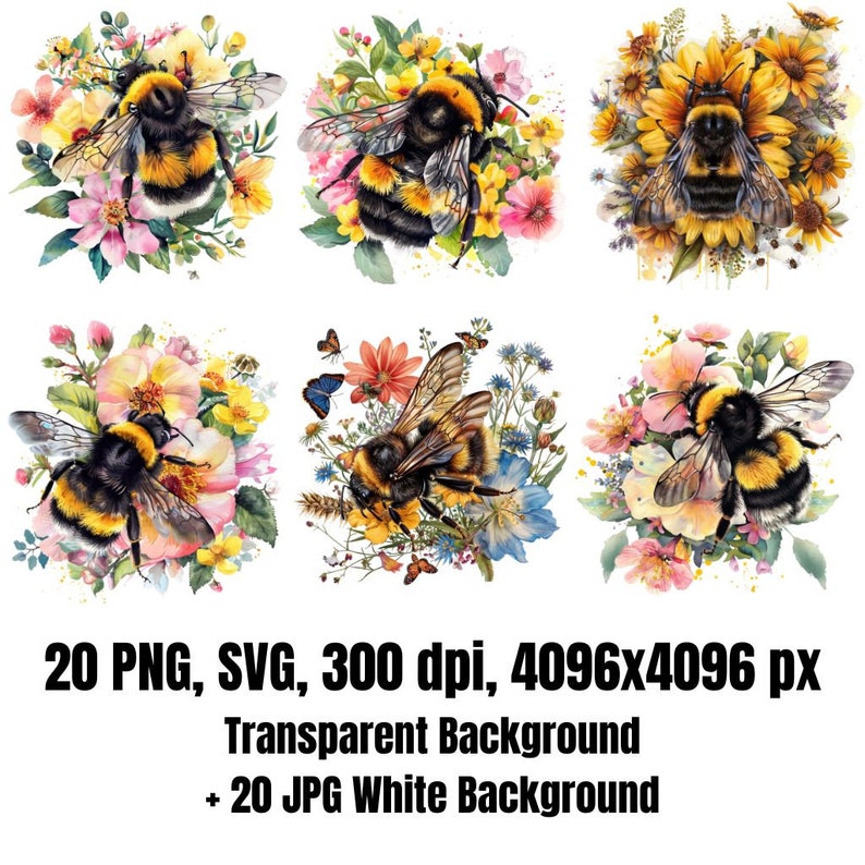 Bumblebee Clipart SVG PNG | Bumble Bee | Digital Download | Commercial ...