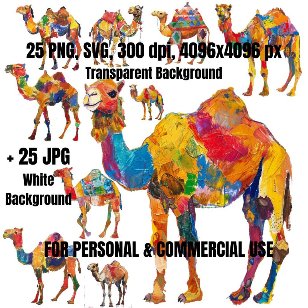 Camel Clipart Bundle | 25 Camel Clipart SVG PNG | Clip Art Pack ...