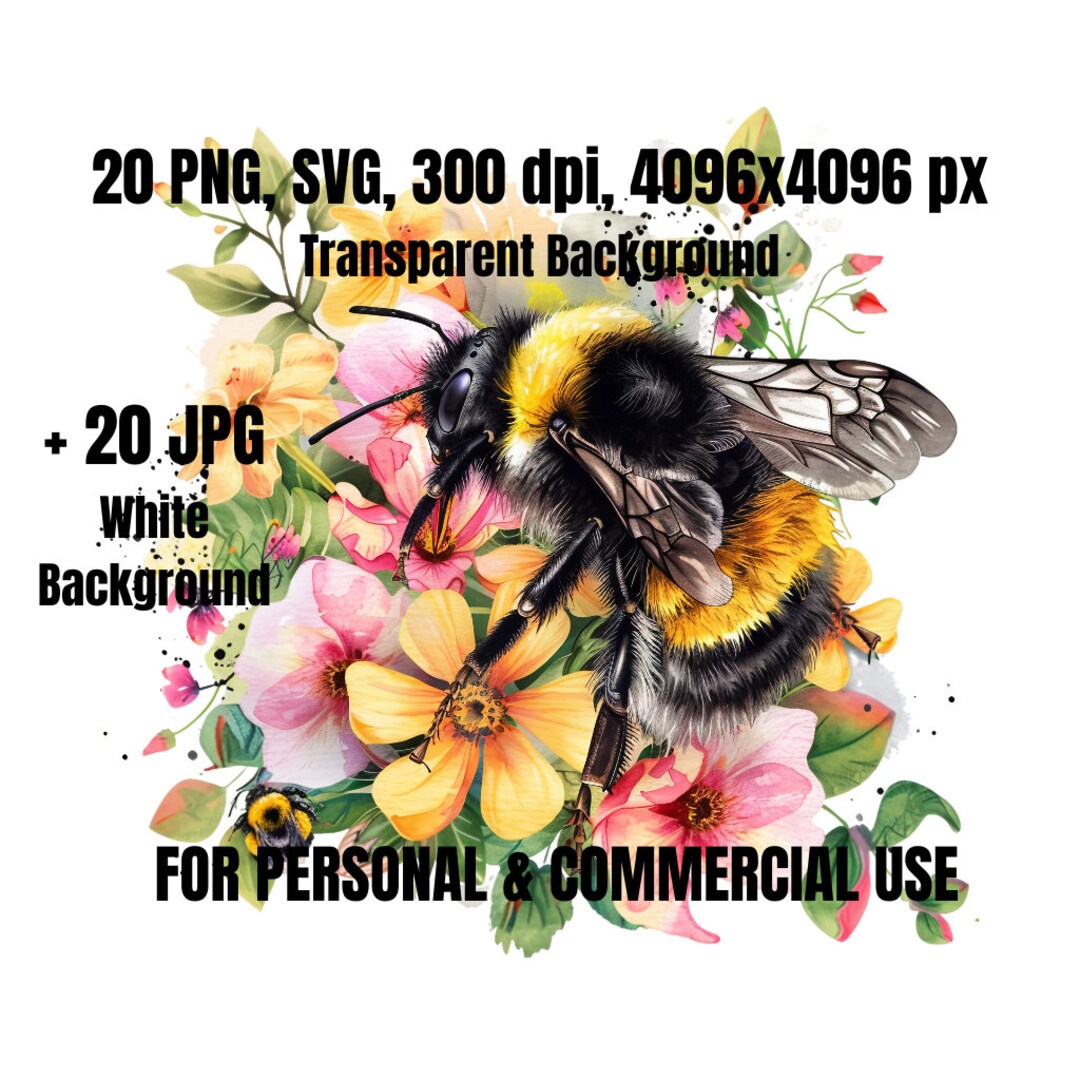 Bumblebee Clipart SVG PNG | Bumble Bee | Digital Download | Commercial ...