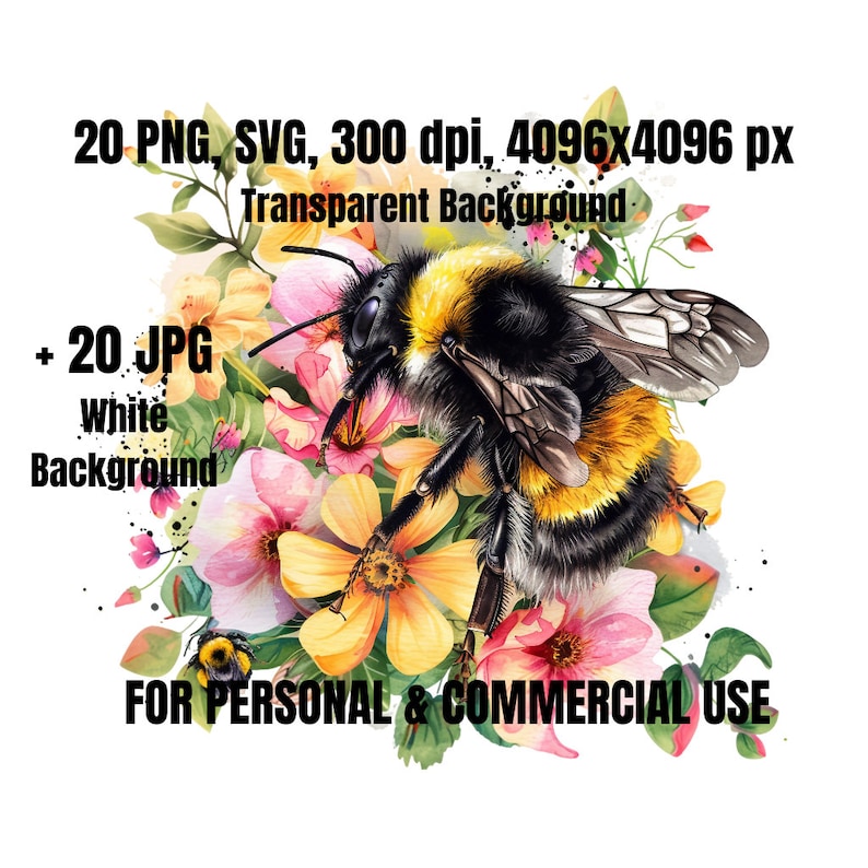 Bumblebee Clipart SVG PNG | Bumble Bee | Digital Download | Commercial ...
