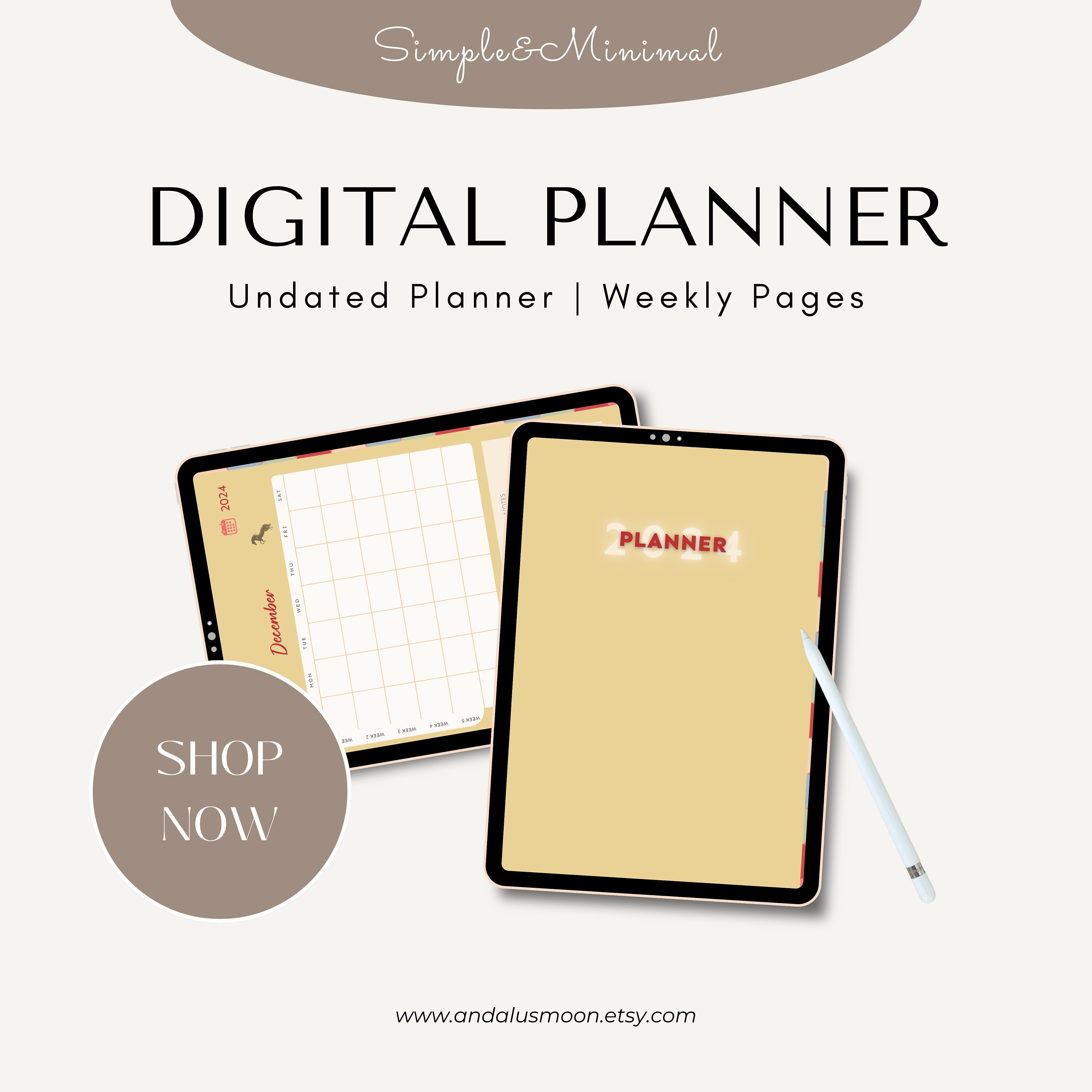 2024 Printable Digital Planner AI Hyperlinked iPad Compatible With ...