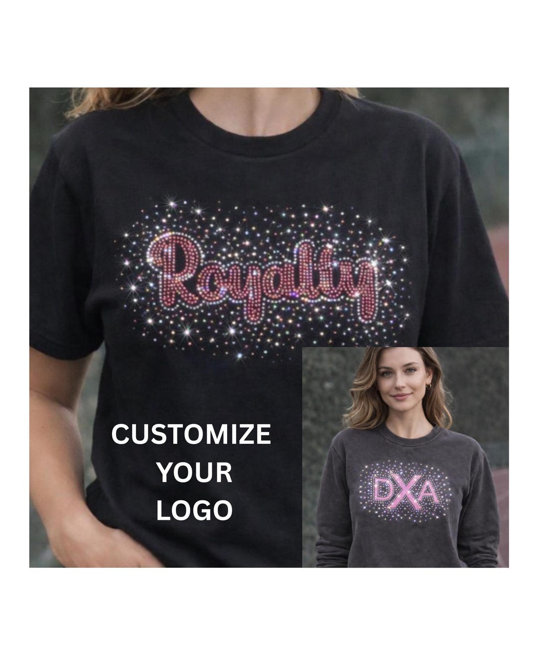 Rhinestone Sparkle Custom Shirts| Hoodie, Crewneck, T-shirt| Sports ...