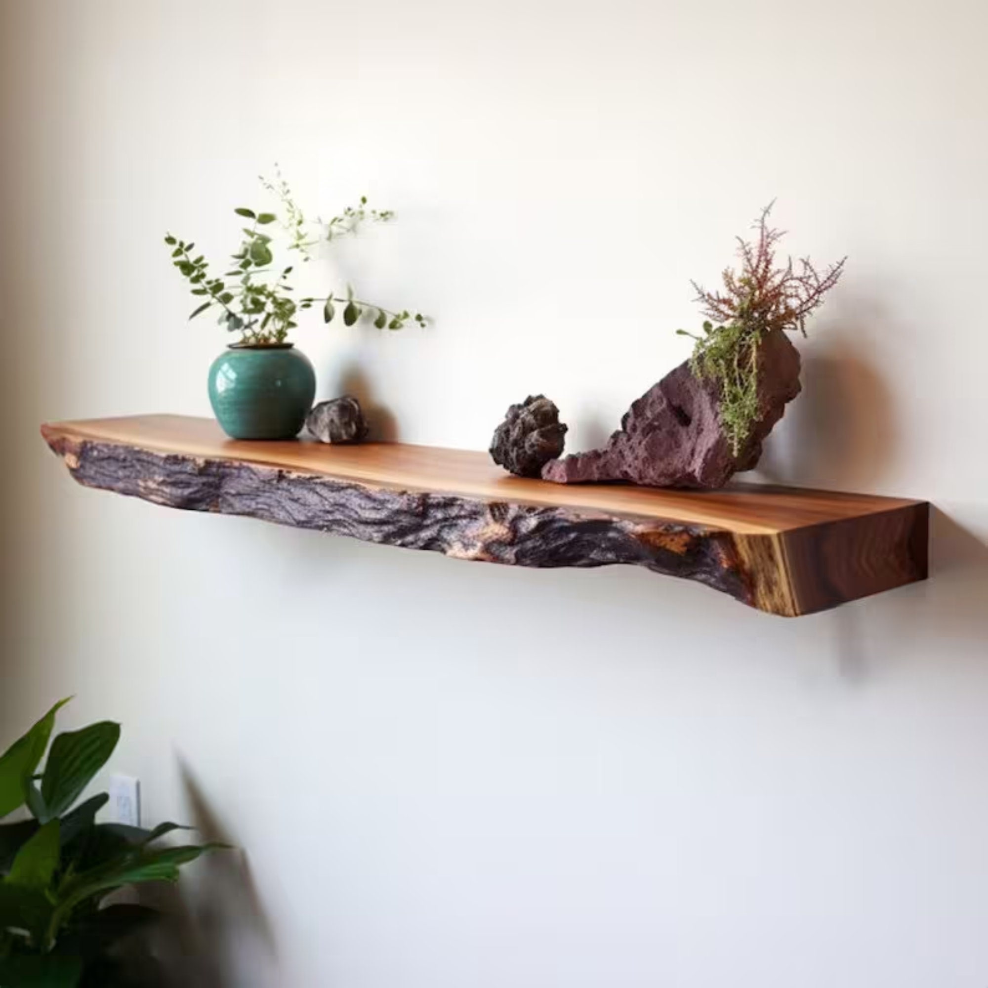 Live Edge Floating Shelf Floating Wall Shelf Live Edge Floating Shelf ...