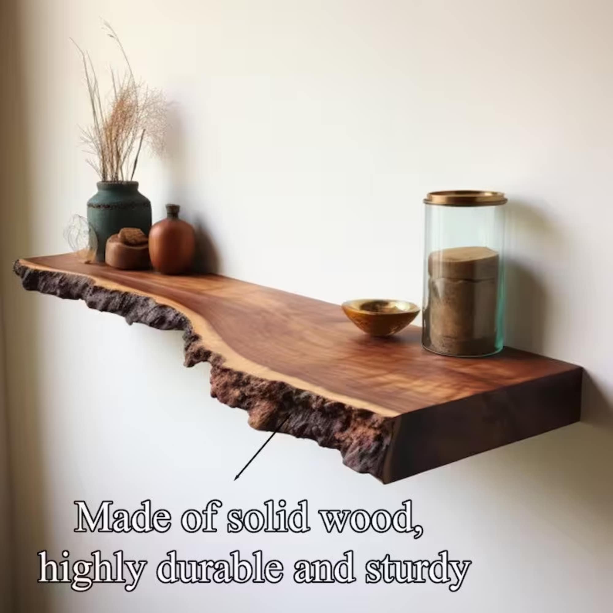 Live Edge Floating Shelf Floating Wall Shelf Live Edge Floating Shelf ...