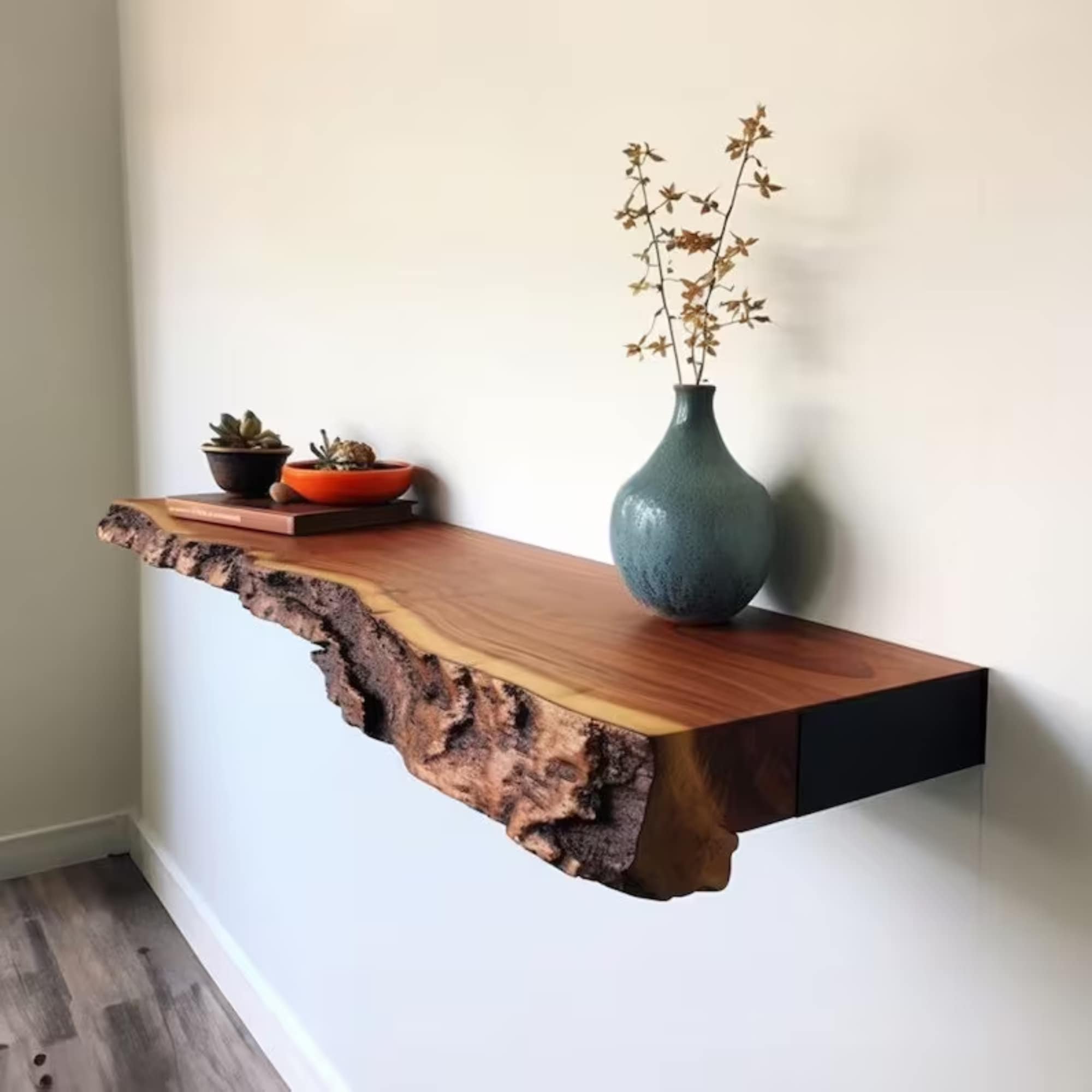 Live Edge Floating Shelf Floating Wall Shelf Live Edge Floating Shelf ...