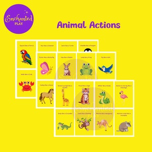 Animal Action Cards - Etsy