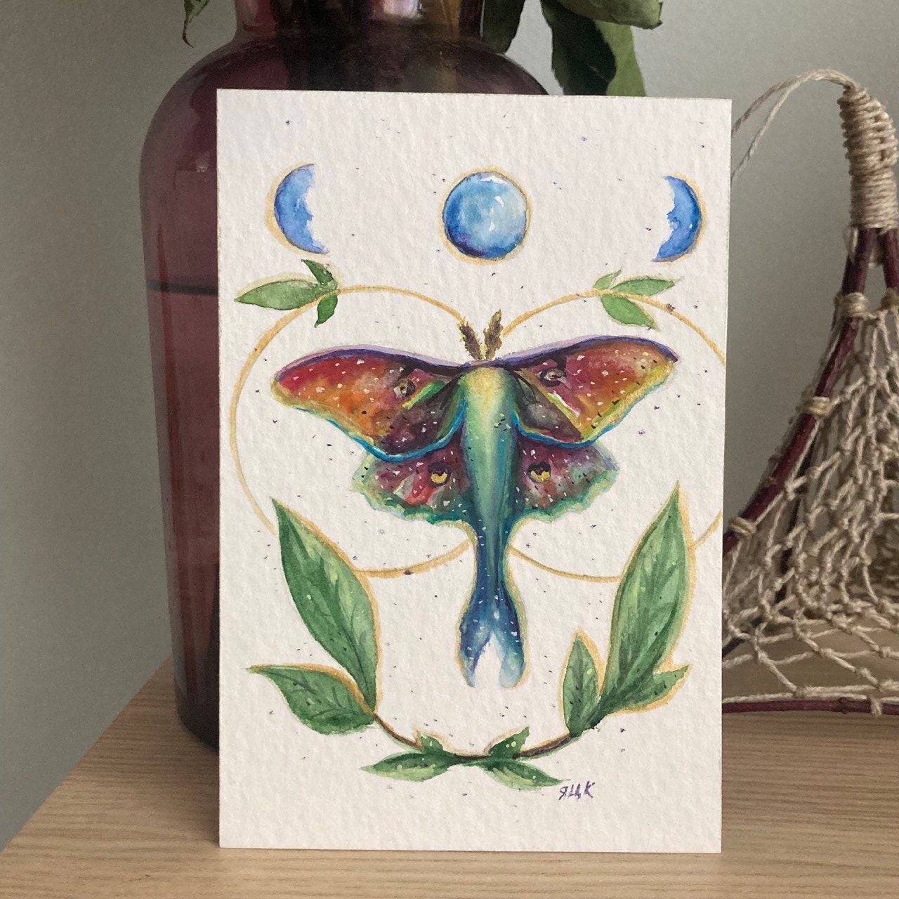 Luna Moth Painting, Original Watercolor Painting, Framed Moth Art ...