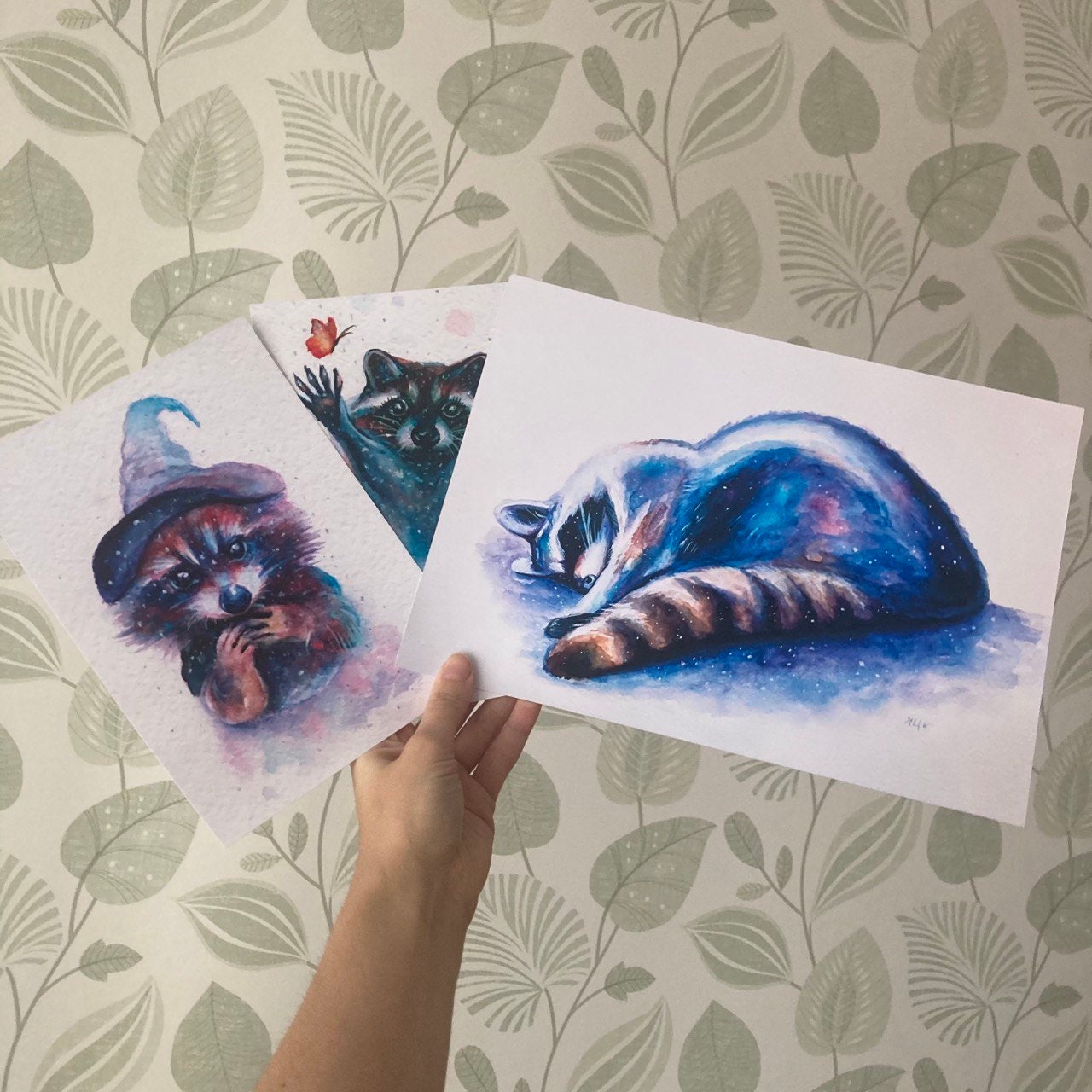 Raccoon Watercolor Painting Raccoon Print Wall Art Woodland Prints ...