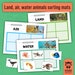 Air, Land, Water Animals Sorting Activity Mats and Cards With Real ...