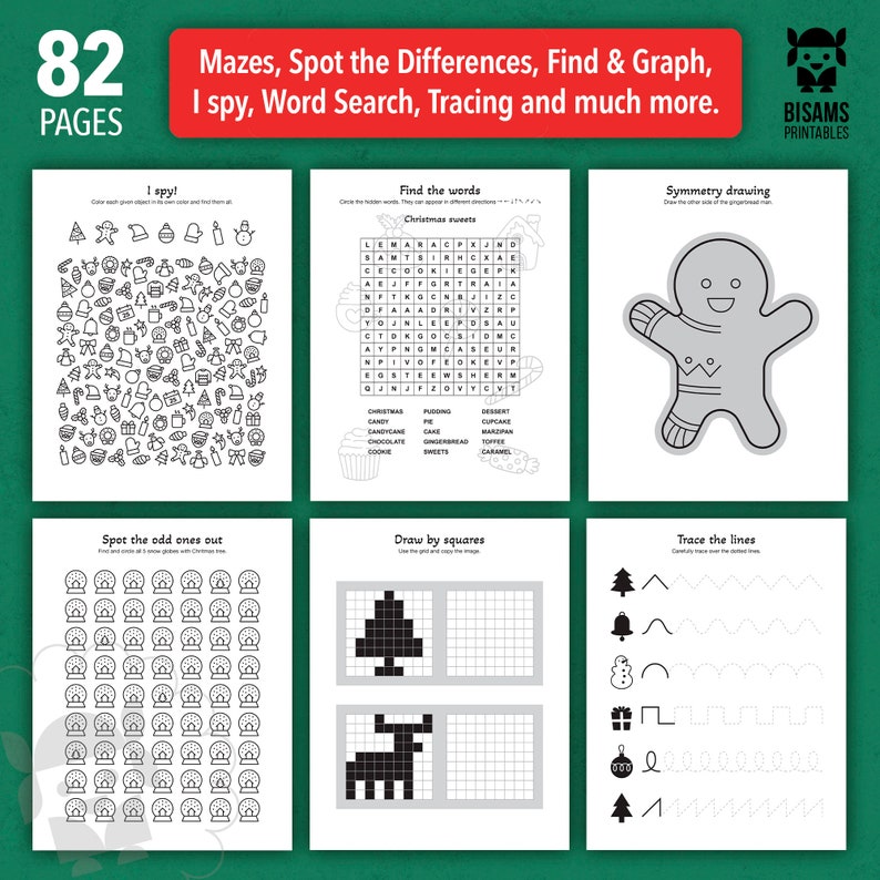 Christmas Activity for Kids, Worksheets Printable Bundle, Mixed Puzzles ...