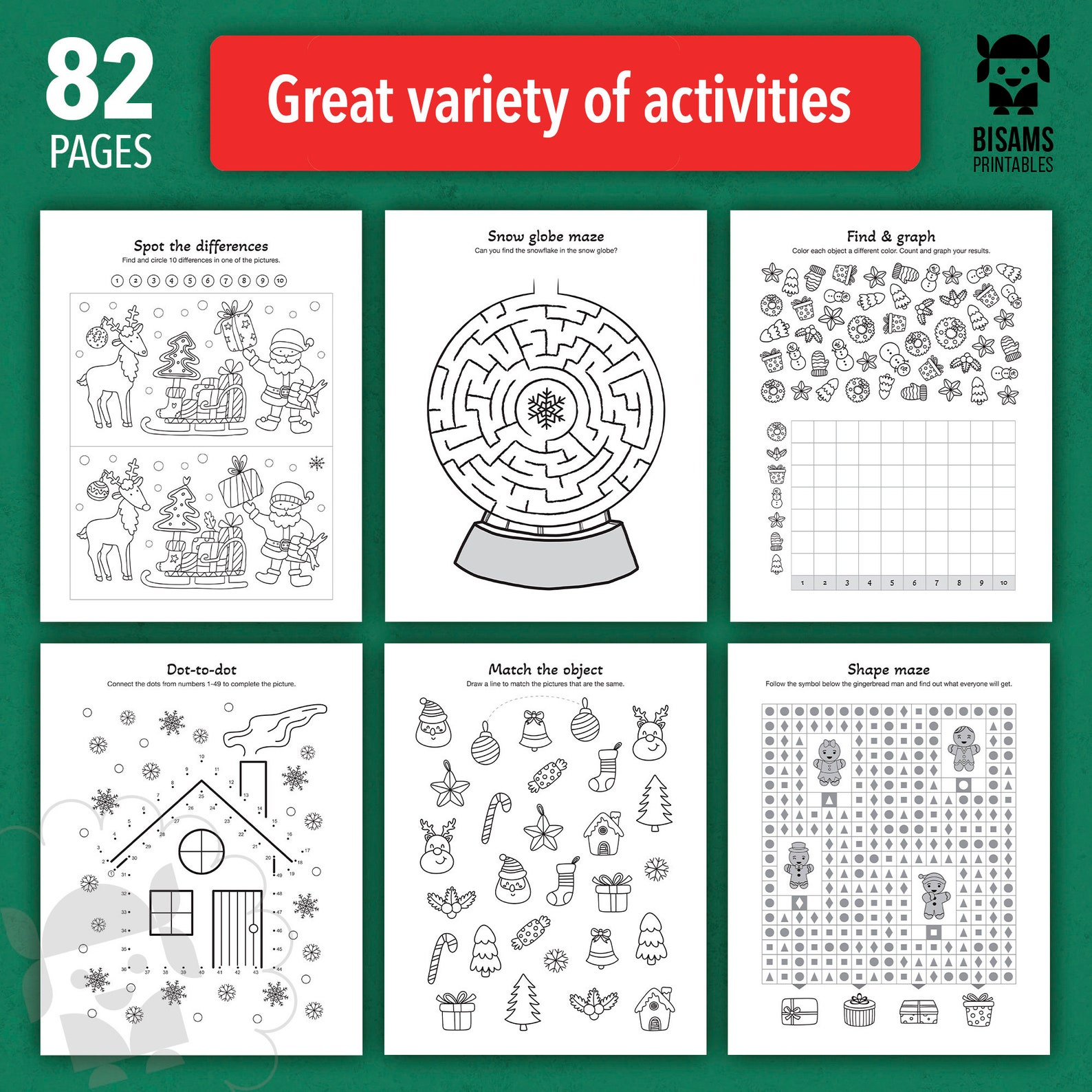 Christmas Activity for Kids, Worksheets Printable Bundle, Mixed Puzzles ...