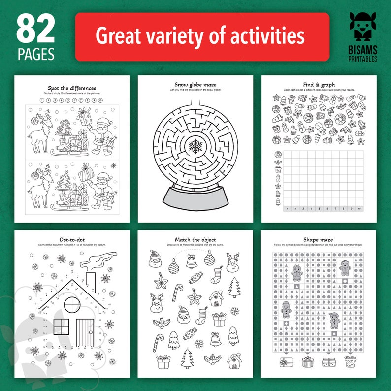 Christmas Activity for Kids, Worksheets Printable Bundle, Mixed Puzzles ...
