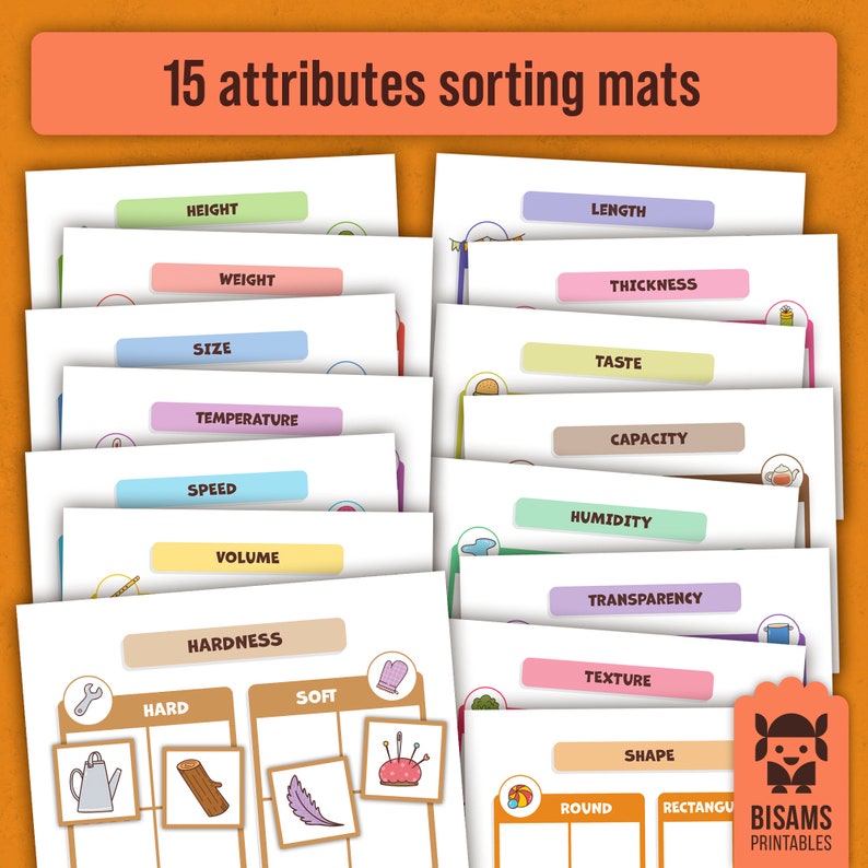 Sorting by Attributes: Activity Mats and Object Cards, 30 Properties ...
