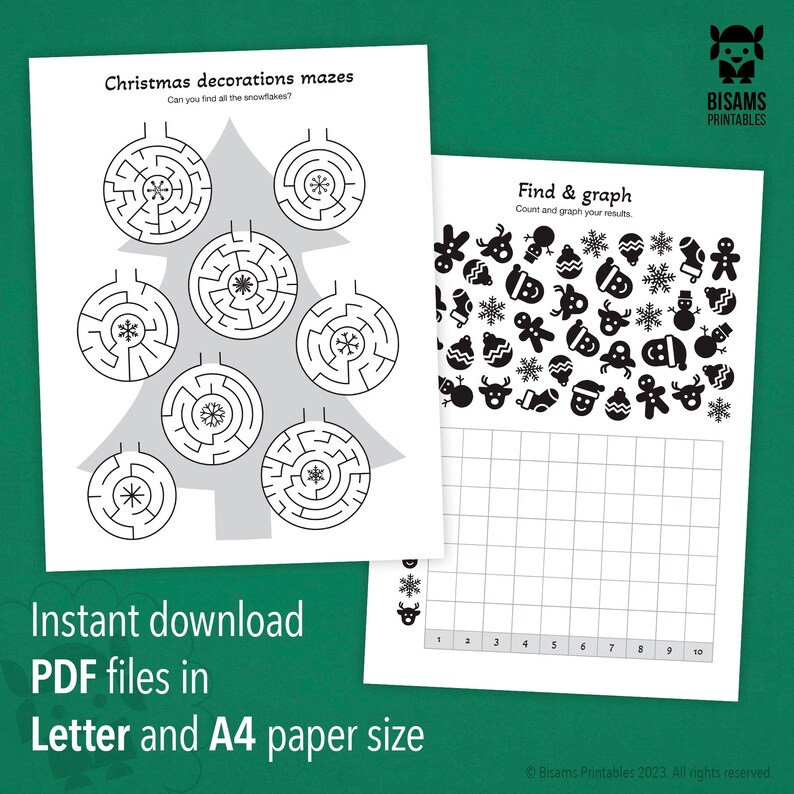 Christmas Activity for Kids, Worksheets Printable Bundle, Mixed Puzzles ...