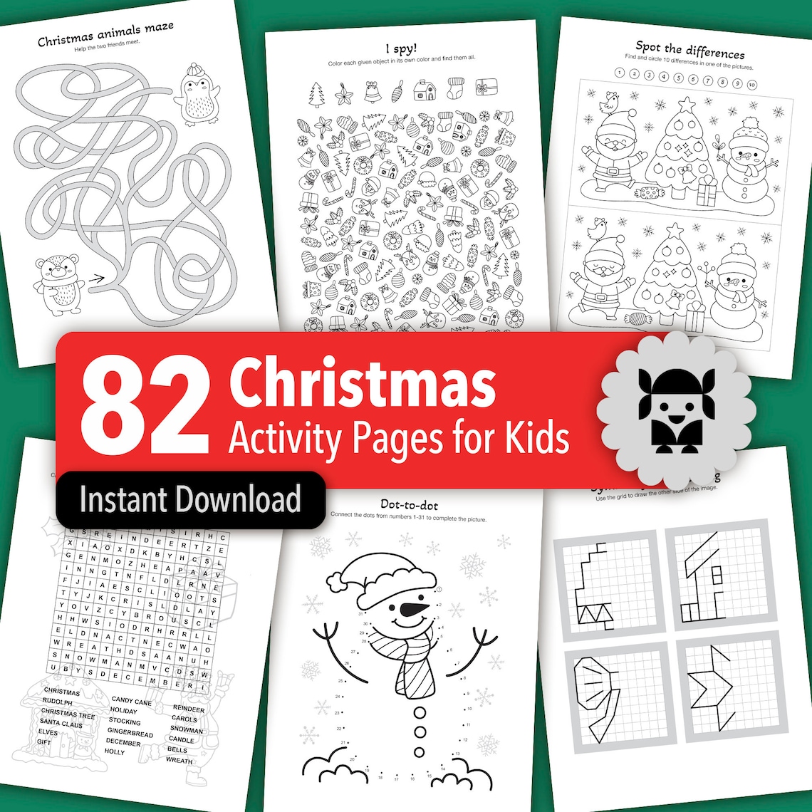 Christmas Activity for Kids, Worksheets Printable Bundle, Mixed Puzzles ...
