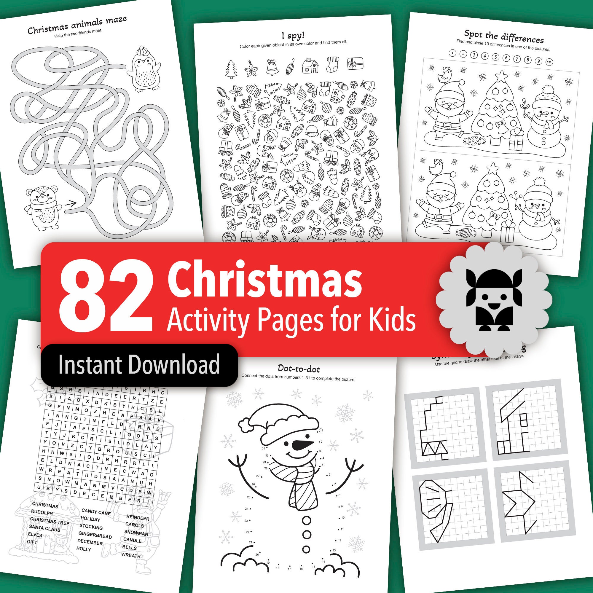 Christmas Activity for Kids, Worksheets Printable Bundle, Mixed Puzzles ...