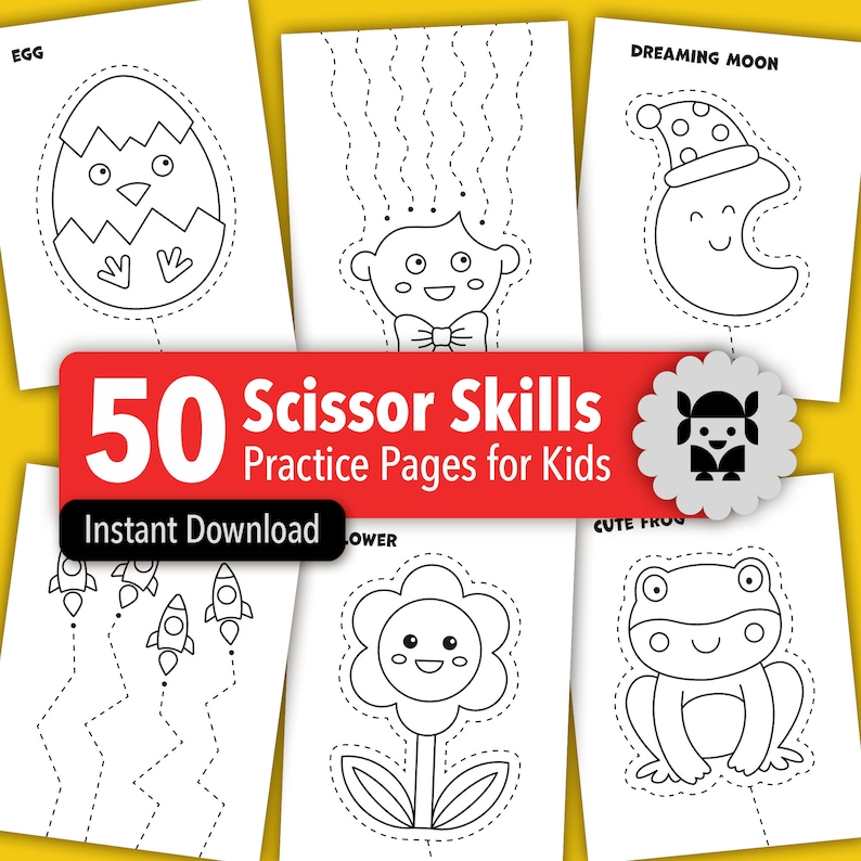 Scissor Skills Activity for Kids, Worksheets Printable Bundle, Cutting ...