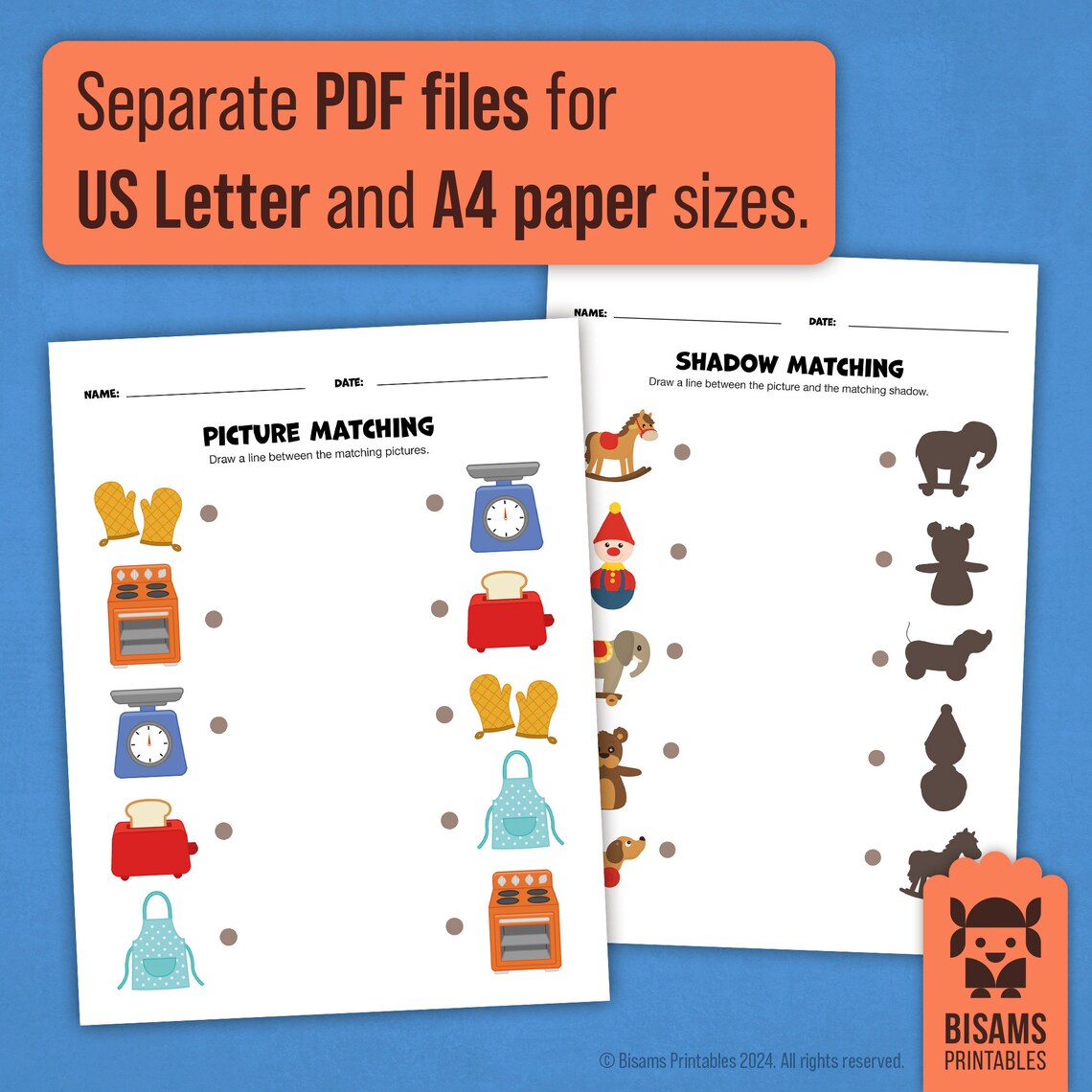 50 Printable Picture Matching Worksheets, Match the Pictures, Match the ...