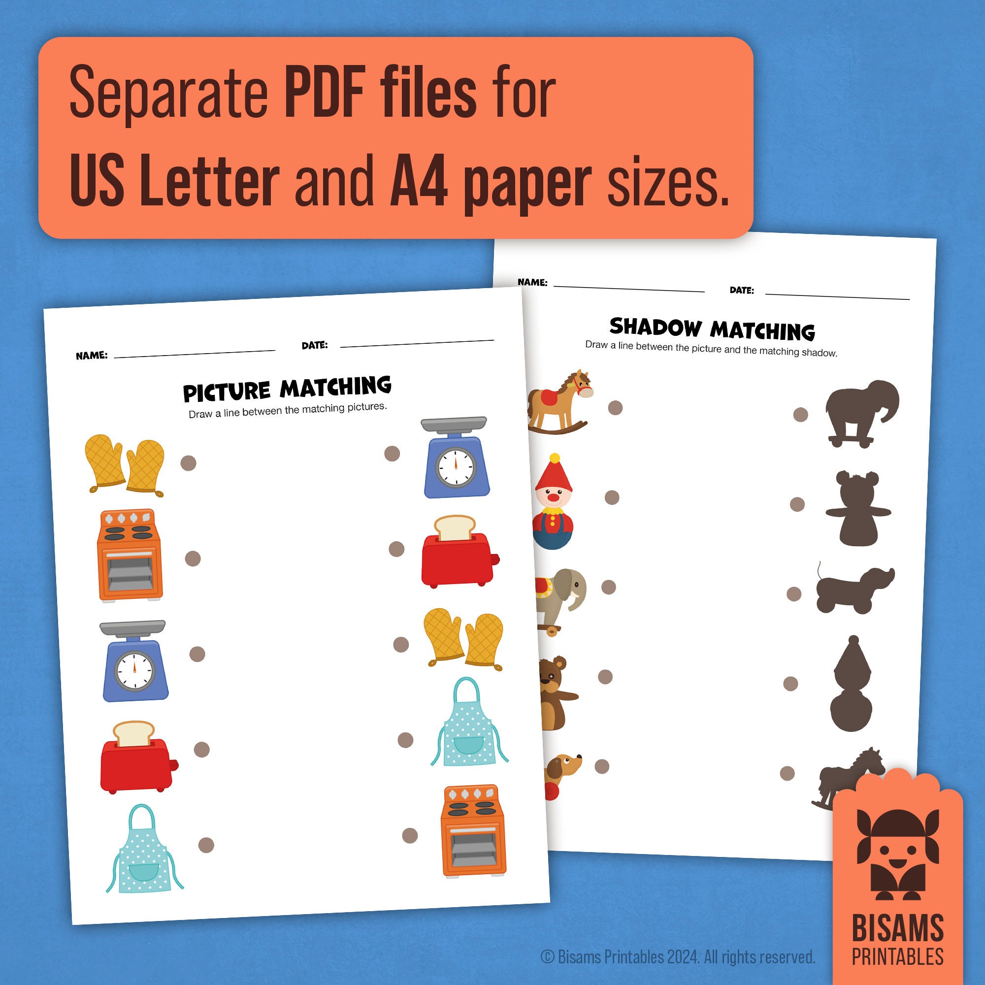 50 Printable Picture Matching Worksheets, Match the Pictures, Match the ...