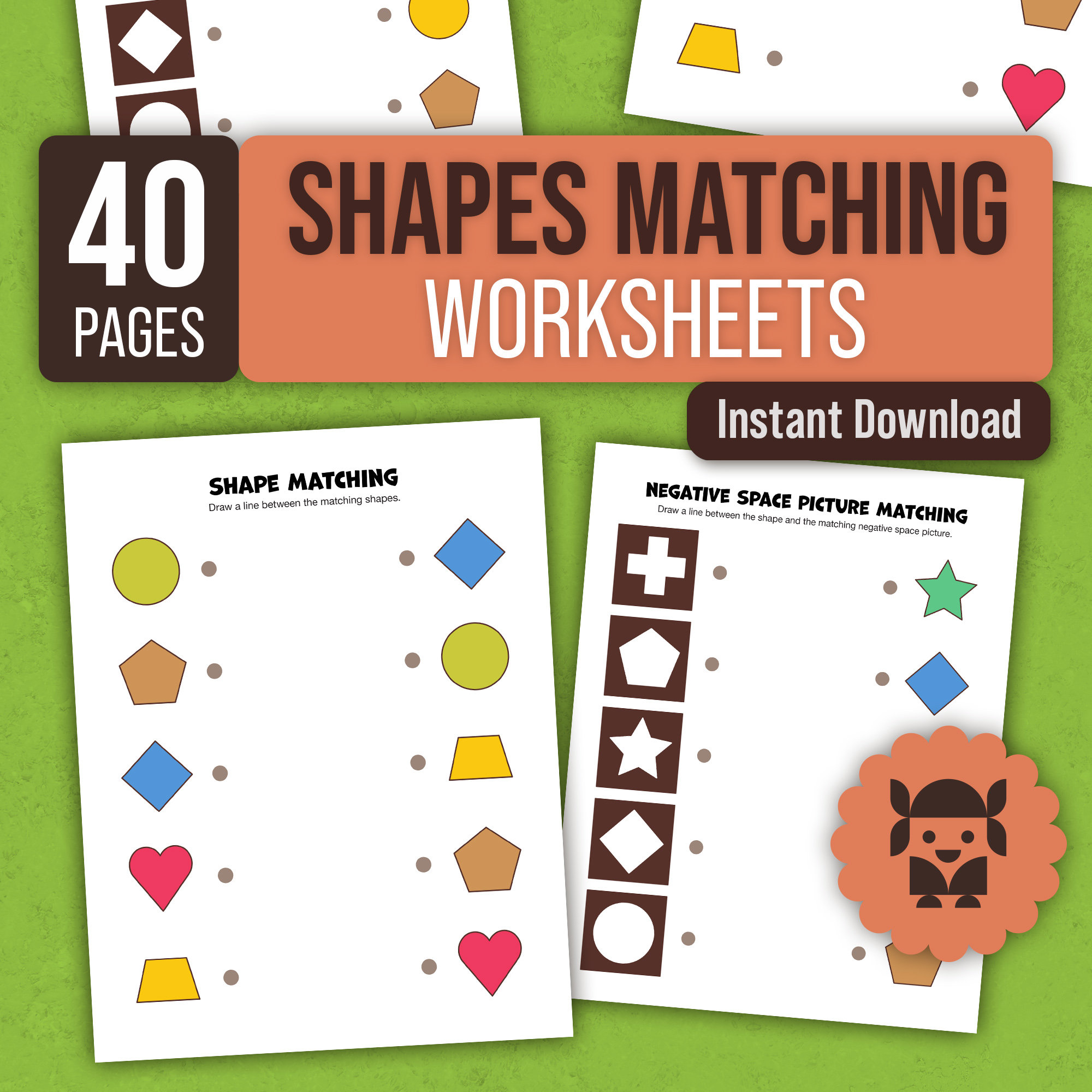 40 Printable 2D Shapes Matching Worksheets, Pictures Match, Shape Sort ...