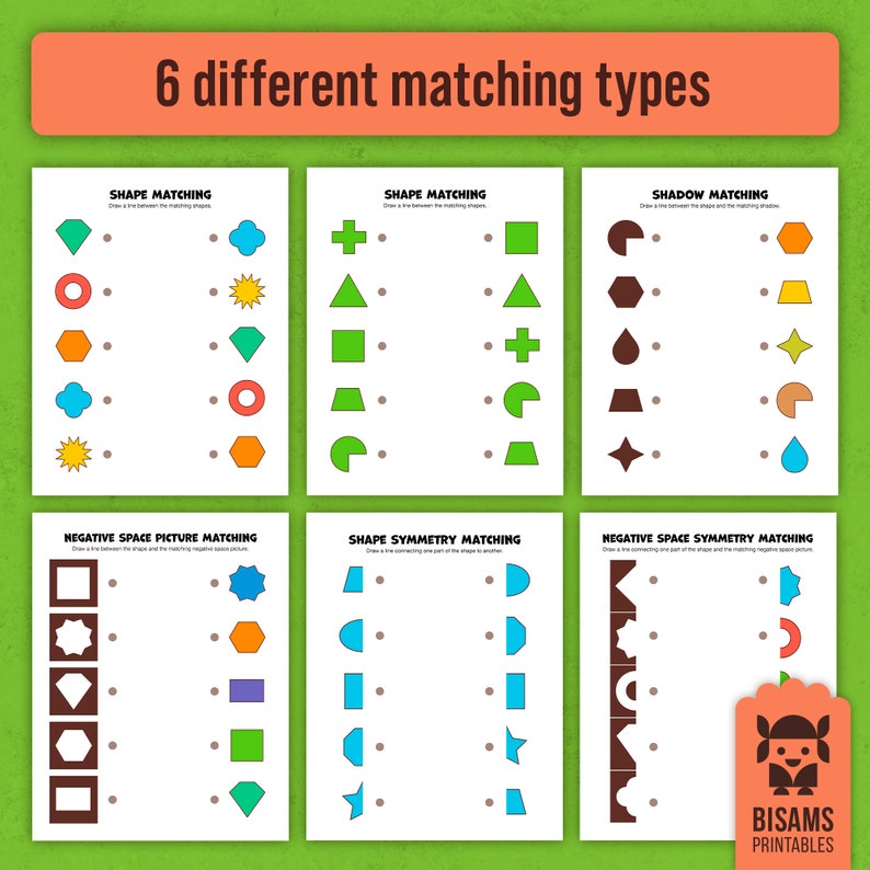 40 Printable 2D Shapes Matching Worksheets, Pictures Match, Shape Sort ...