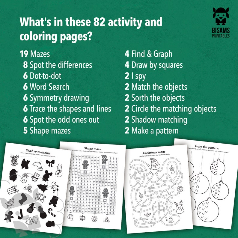 Christmas Activity for Kids, Worksheets Printable Bundle, Mixed Puzzles ...