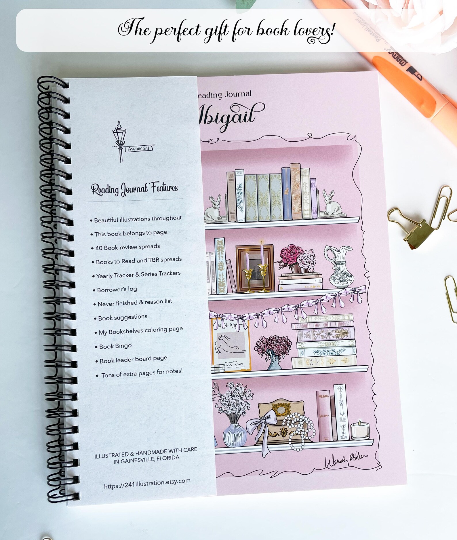 Personalized Reading Journal: Coquette Book Tracker, Hand-drawn ...
