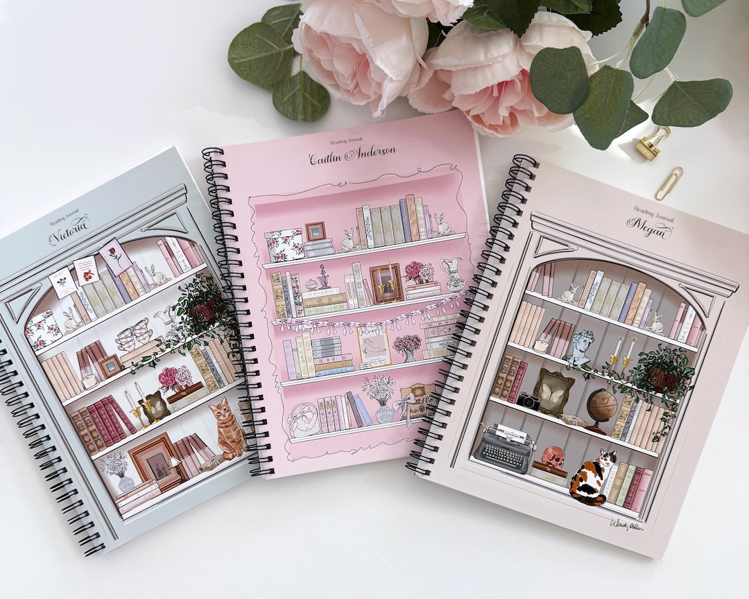 Personalized Reading Journal: Hand-drawn Illustrations, Book Lover Gift ...