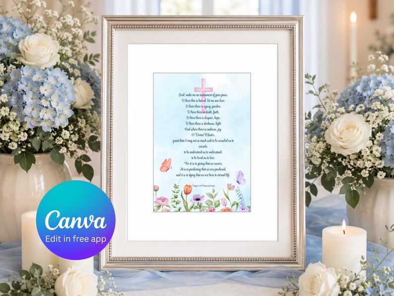 Printable Sympathy Poem Card - Editable Canva Template | Funeral ...