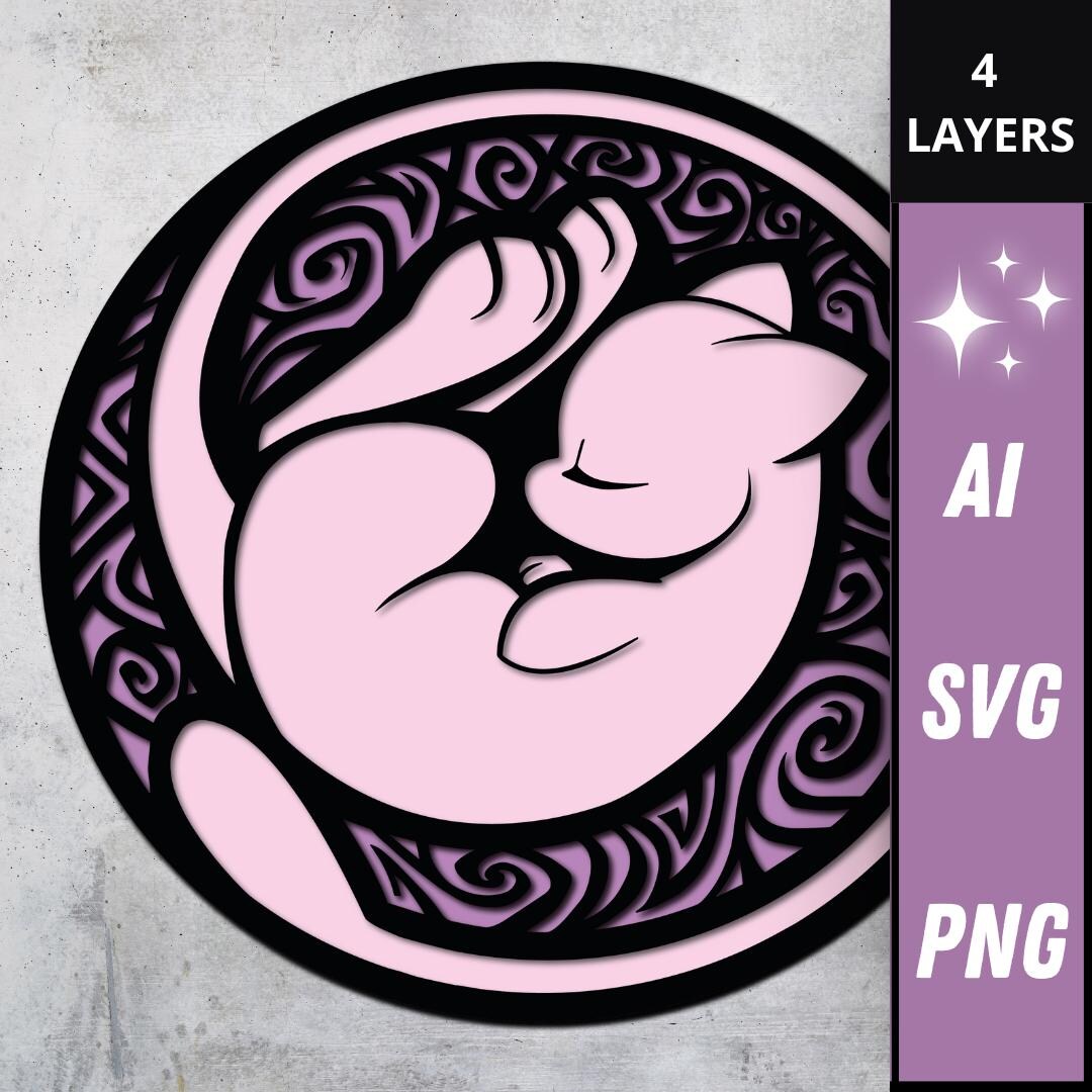 Mew Mandala SVG for Cricut, Layered Pokemon Frame, Laser Cutting Files ...