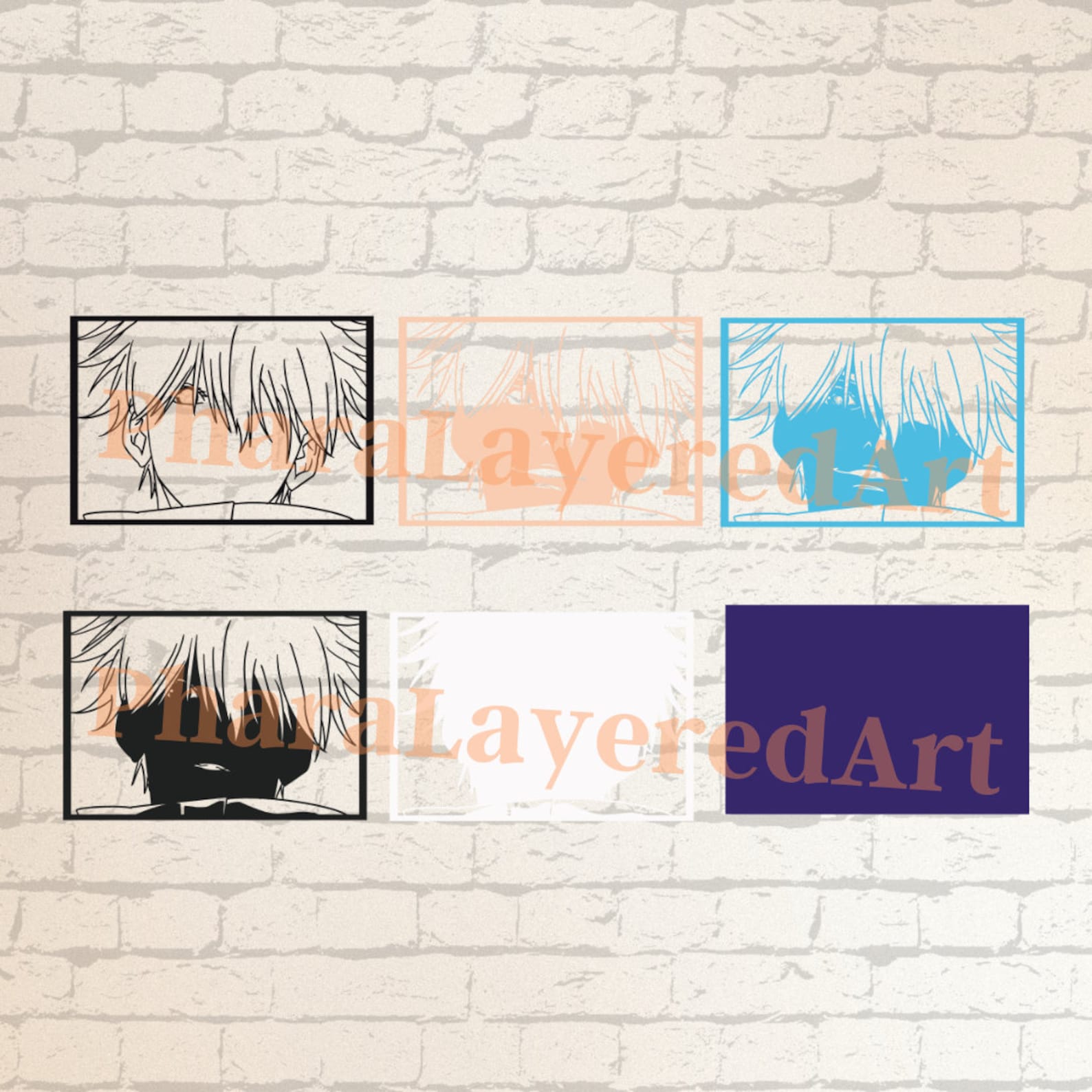 Diseño en capas Anime Gojo SVG Vector 8 Capas J.uj.utsu k.ai.se.n ...