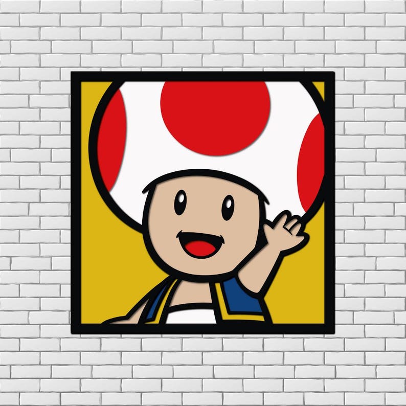 Toad Layer Design, Shadow Box SVG File, Super Mario Room Decoration - Etsy