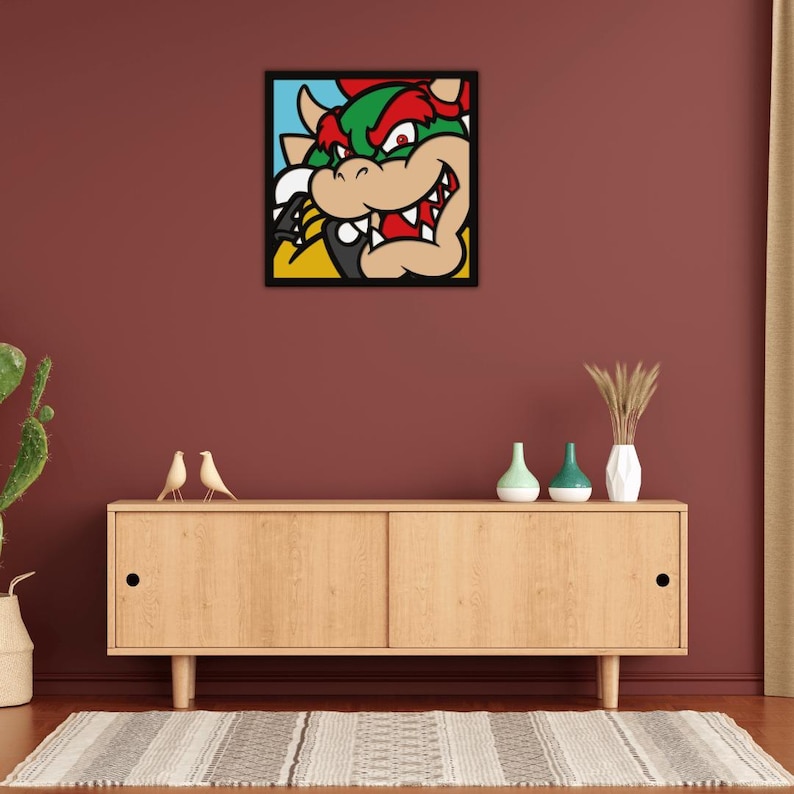 3D Bowser Layered Picture, SVG Files for Laser Cutting, Super Mario Art ...