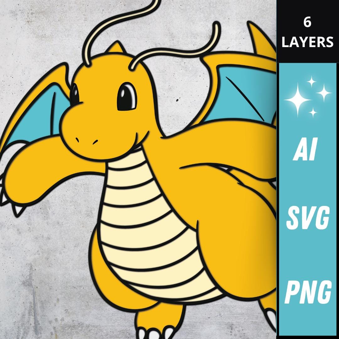 Dragonite Layer Design, Pokémon Wall Decor SVG File, Laser Cut Art - Etsy