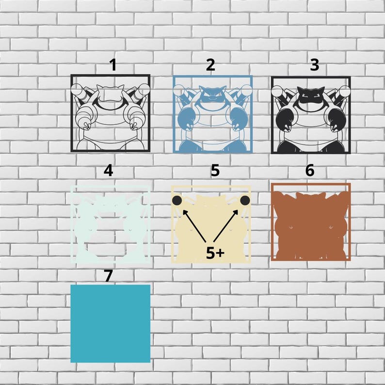 3D Blastoise Layered Frame, SVG File for Cricut, Wood Laser Cutting ...