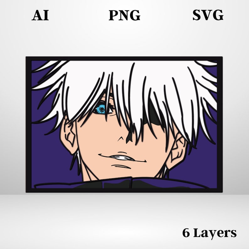 Layered Design Anime Gojo SVG Vector 8 Layers J.uj.utsu K.ai.se.n File ...