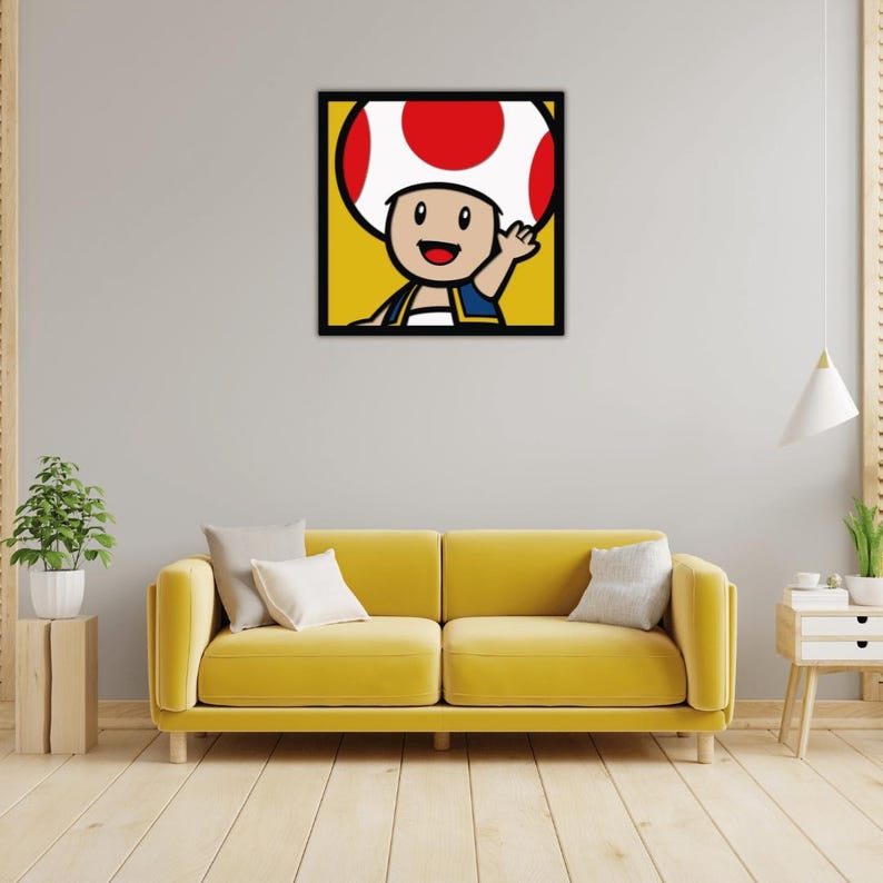 Toad Layer Design, Shadow Box SVG File, Super Mario Room Decoration - Etsy