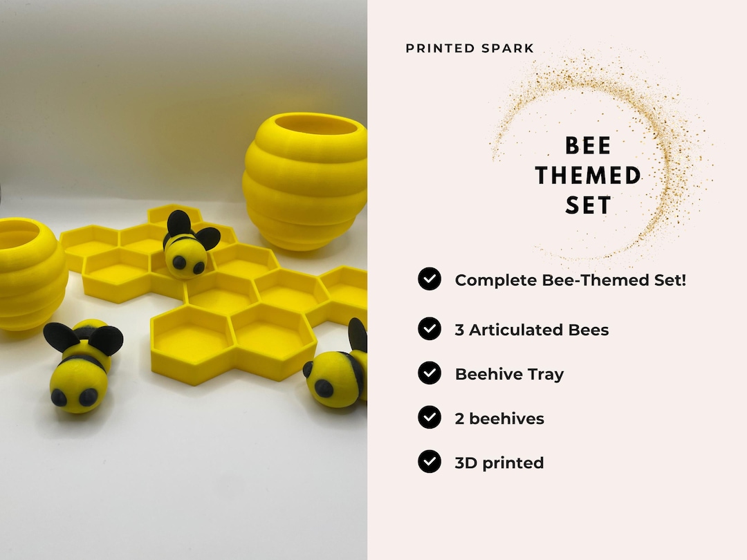 Bee Sensory Play Set: 3 Articulated Bees, Beehive Tray & 2 Beehive Bins ...