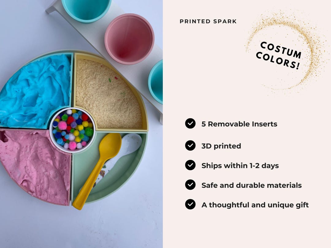 White Round Sensory Sorting Tray With 5 Removable Inserts and Lid ...