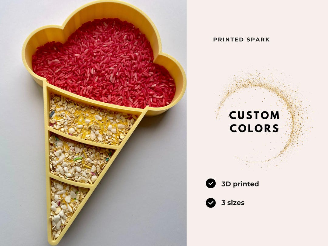 3D Printed Ice Cream Sensory Tray Imaginary Play Sensory Bin Summer ...