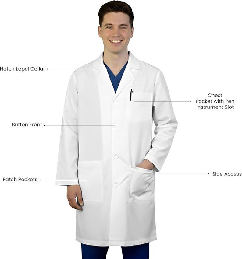 Custom Embroidered Lab Coat, Unisex Poly-cotton Blend, Professional - Etsy