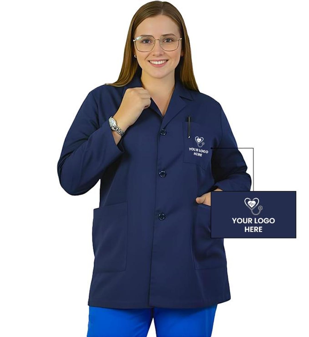 Heedfit Custom Embroidered Lab Coat, Unisex Short Medical Coat, Wrinkle ...