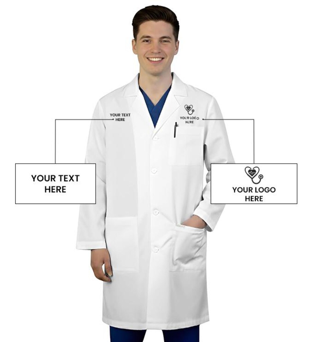 Custom Embroidered Lab Coat, Unisex Poly-cotton Blend, Professional - Etsy