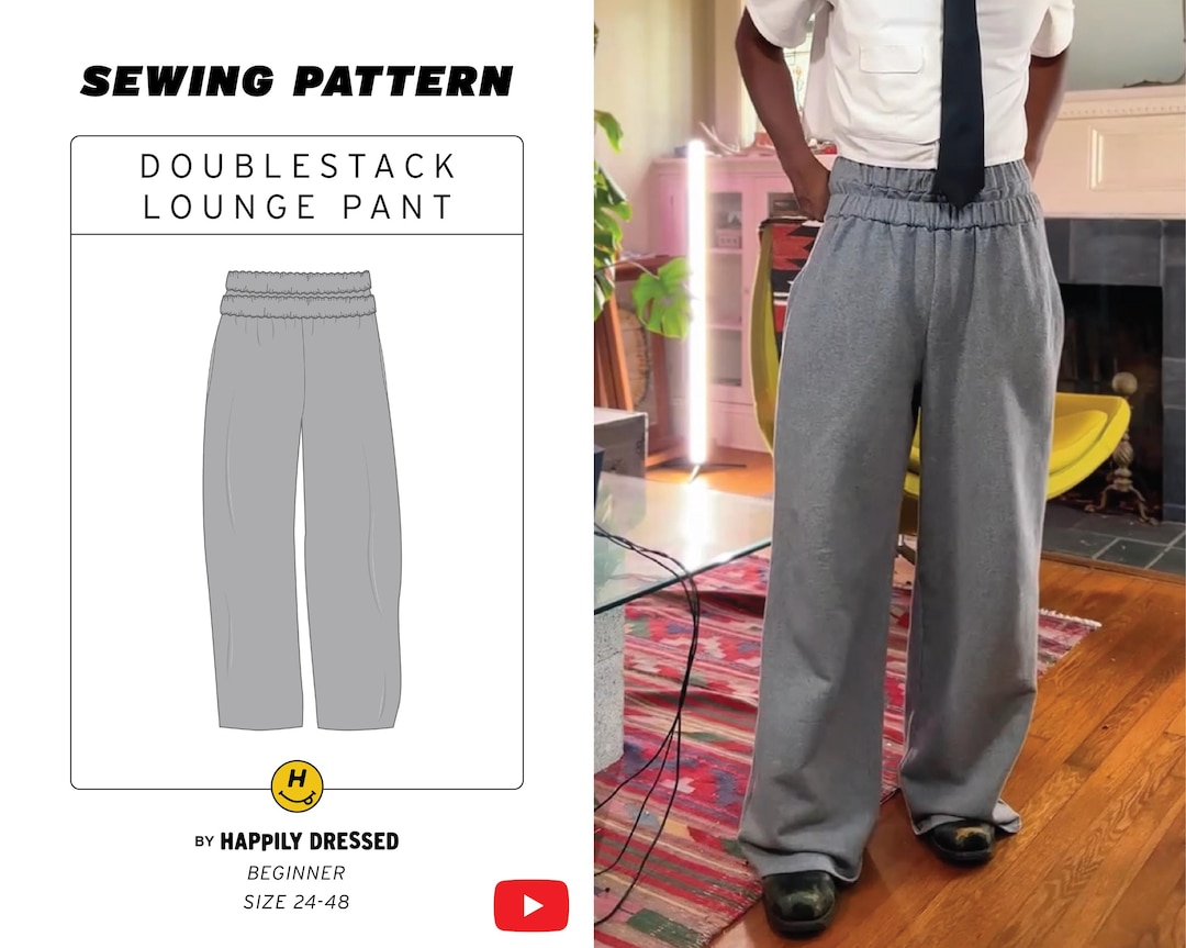 Doublestack Lounge Pant Sewing Pattern 24-48 | Unisex, Beginner ...