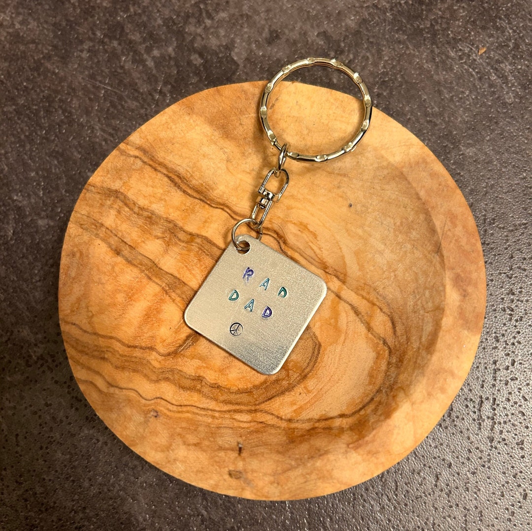 Aluminium rad Dad Tag With Textured Base Metal Ring With - Etsy